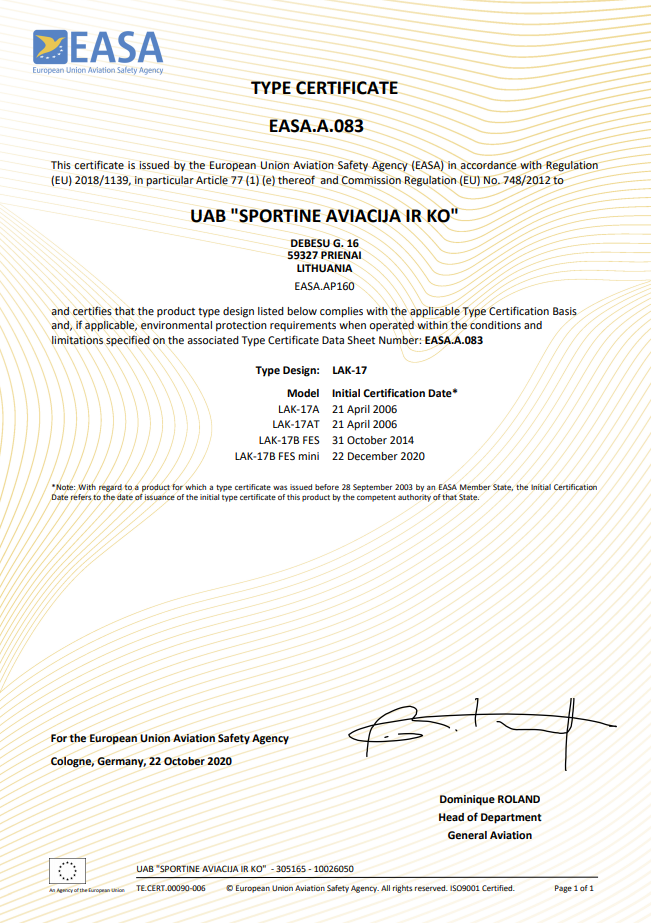 Aircraft Type Certificate